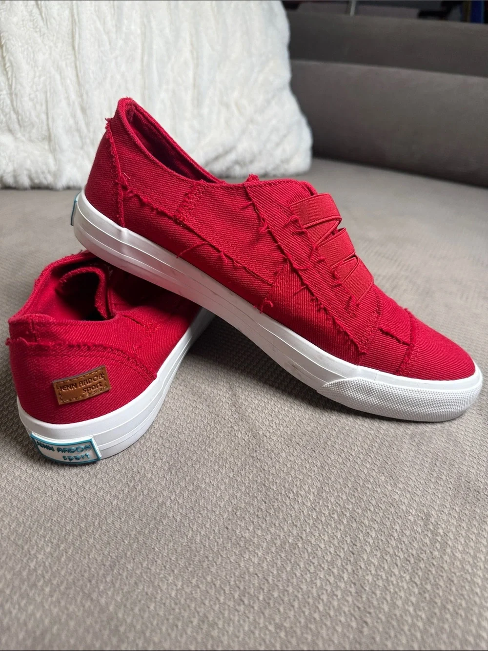 Jenn Ardor | Shoes | Jenn Ardor Red Slipon Patchwork Canvas Sneakers ...